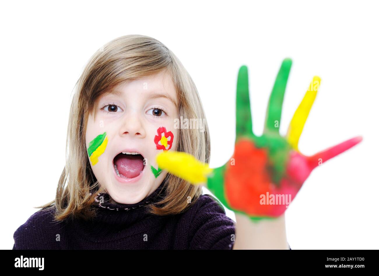 Girl with colors Stock Photo - Alamy