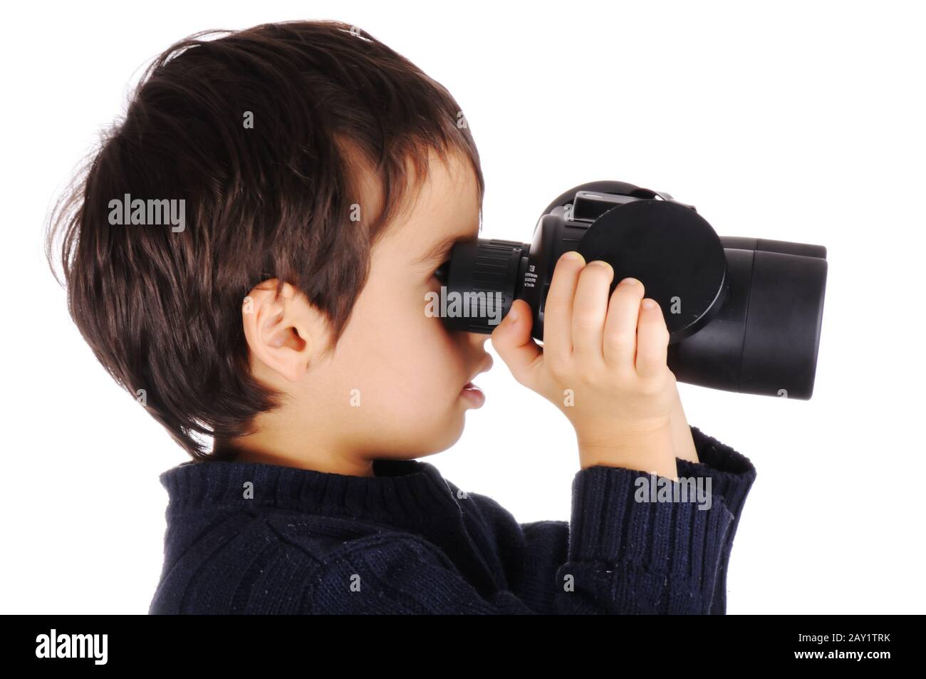 Kid with binoculars Stock Photo - Alamy