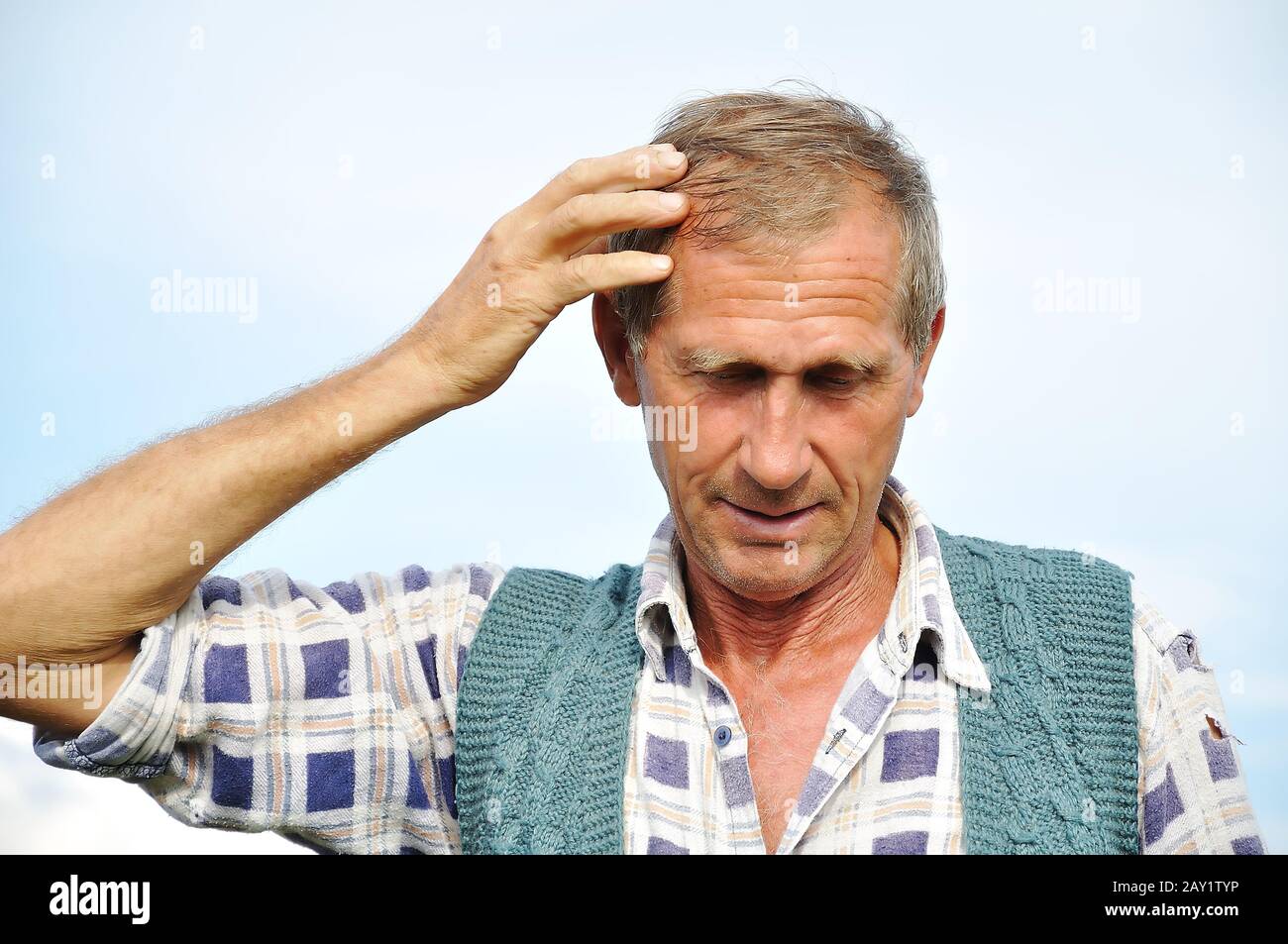 Middle aged male person with interesting gestures Stock Photo - Alamy