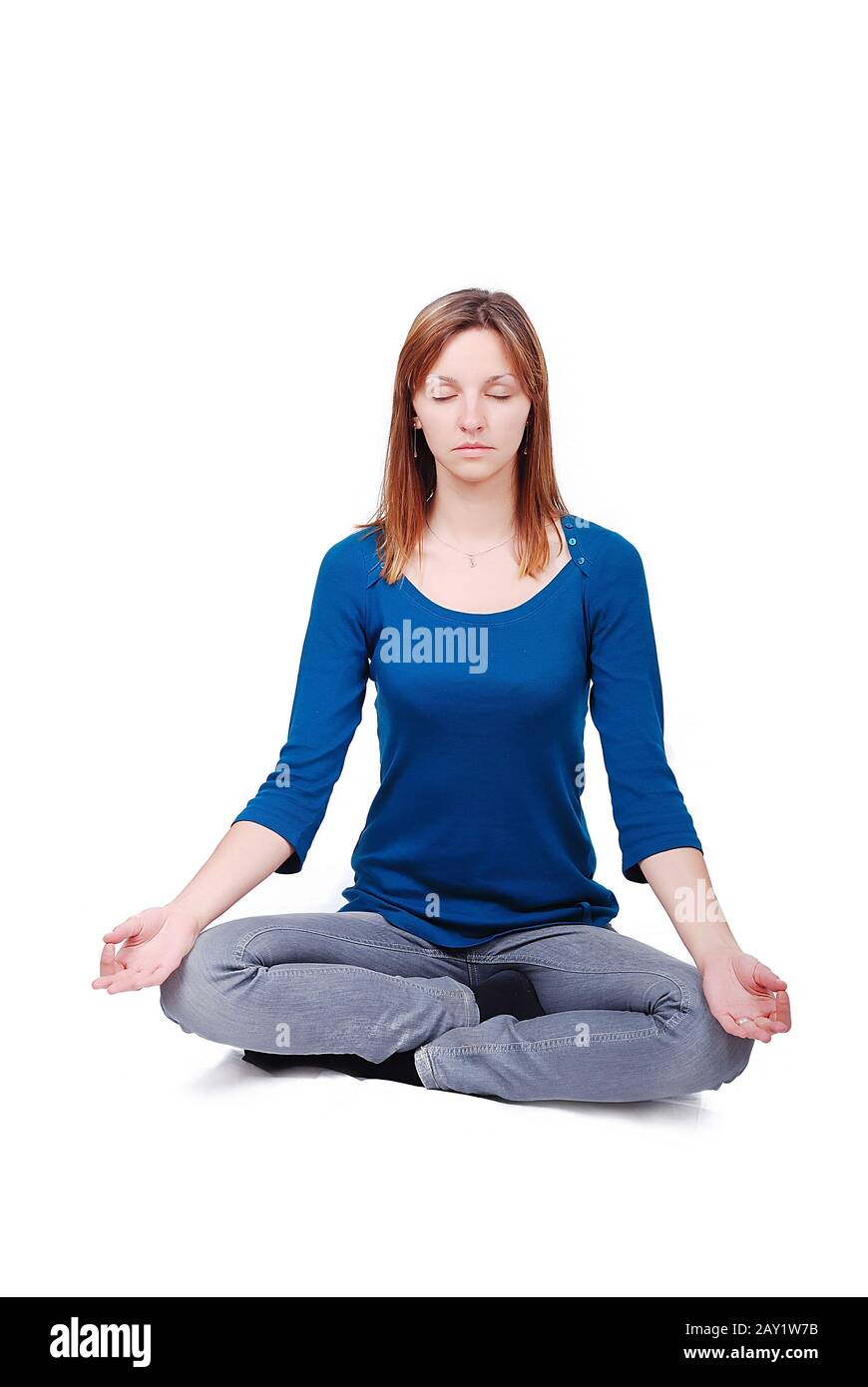 Young model relaxing isolated Stock Photo - Alamy