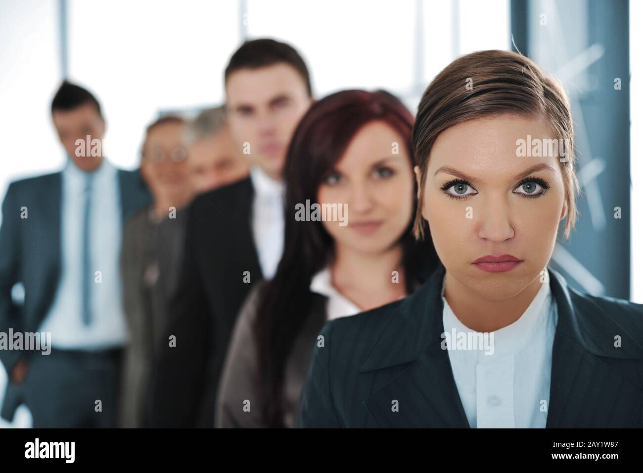 Business team of six people standing Stock Photo - Alamy
