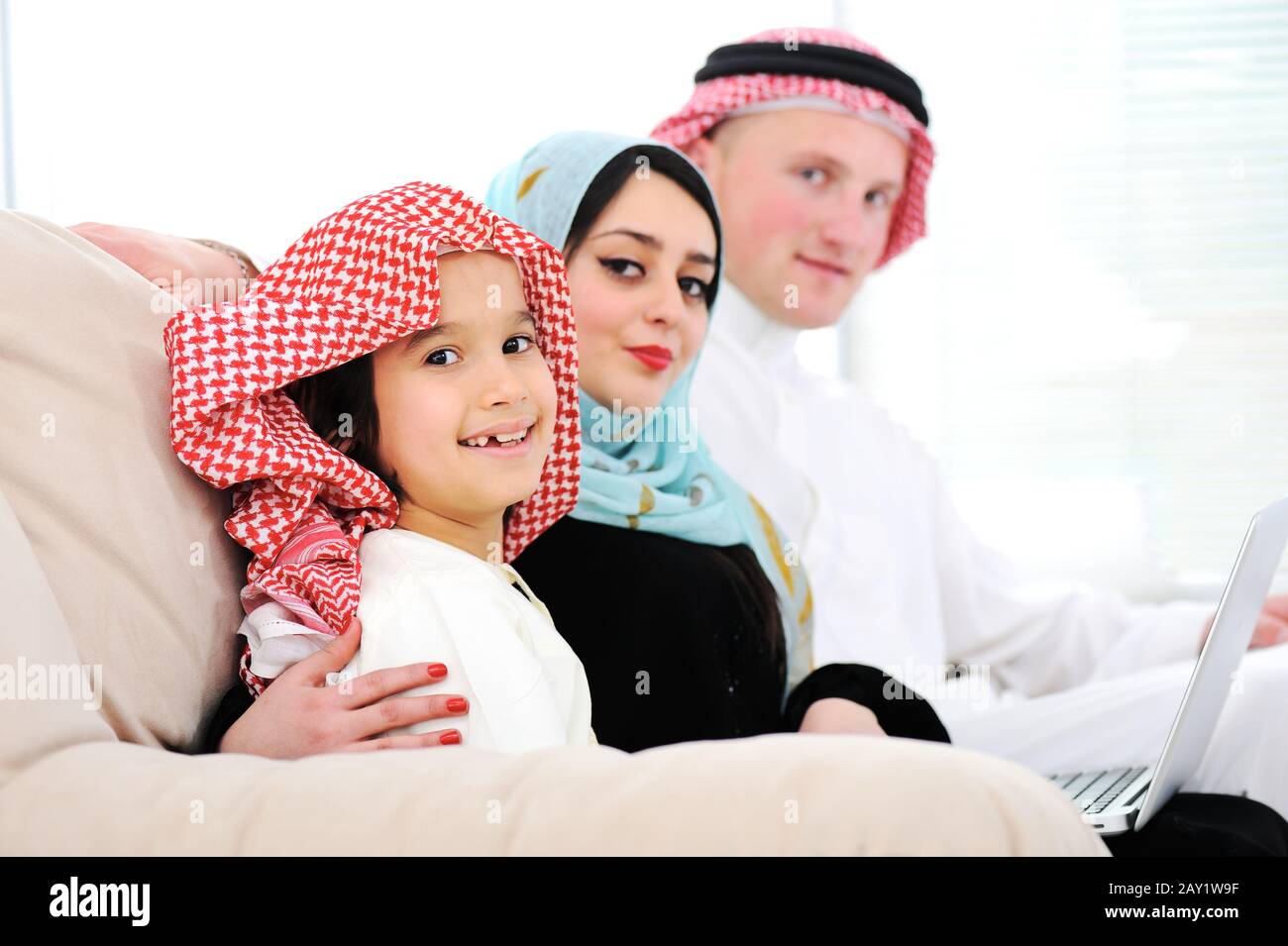 Arabic happy family at home Stock Photo - Alamy