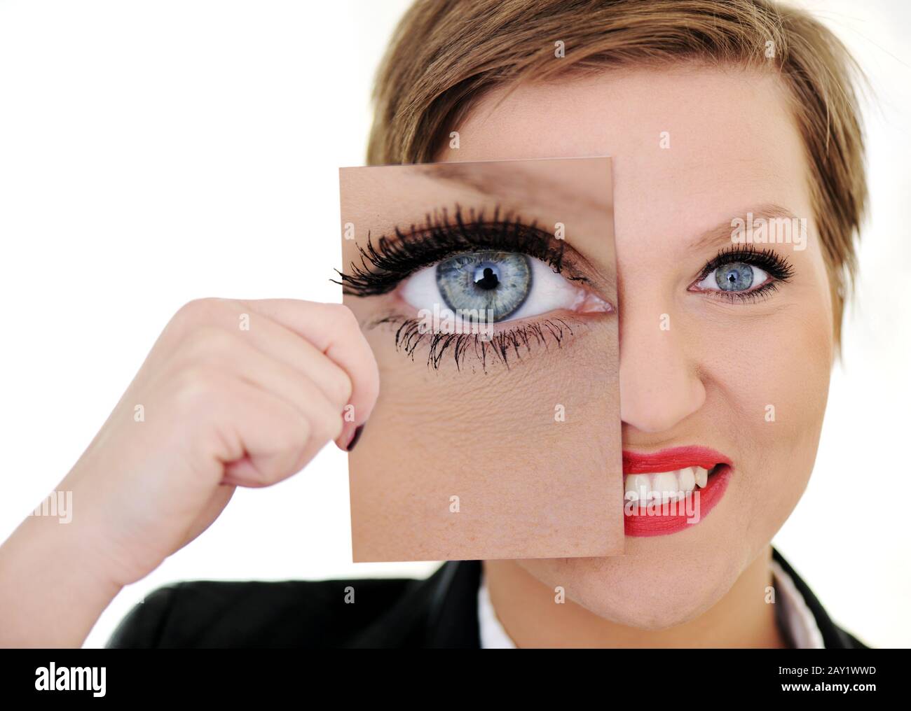 Woman with big eye concept Stock Photo - Alamy