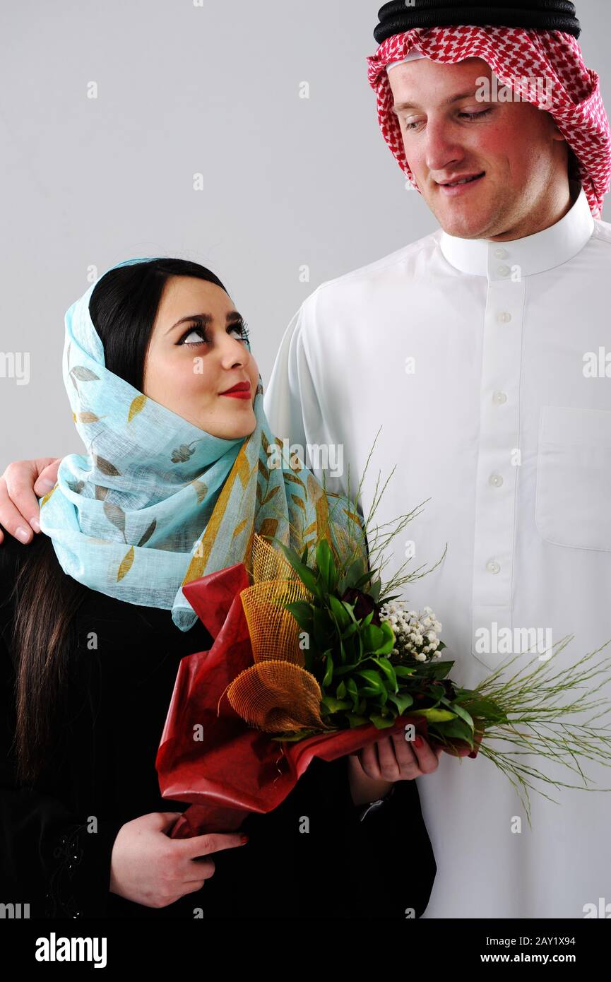 Arabic couple, wife and husband Stock Photo - Alamy