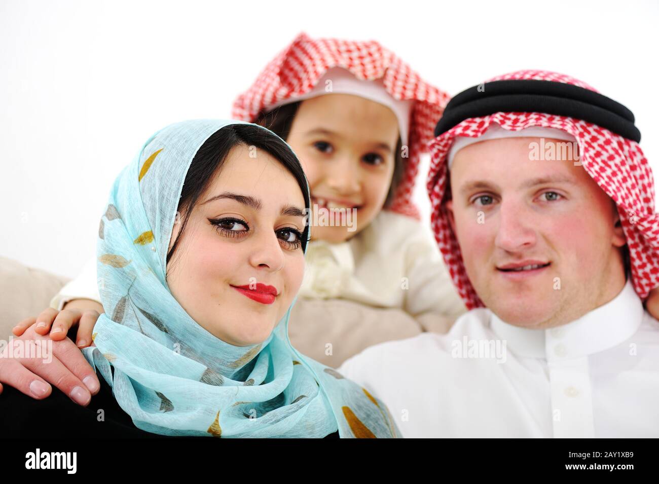Arabic happy family at home Stock Photo - Alamy