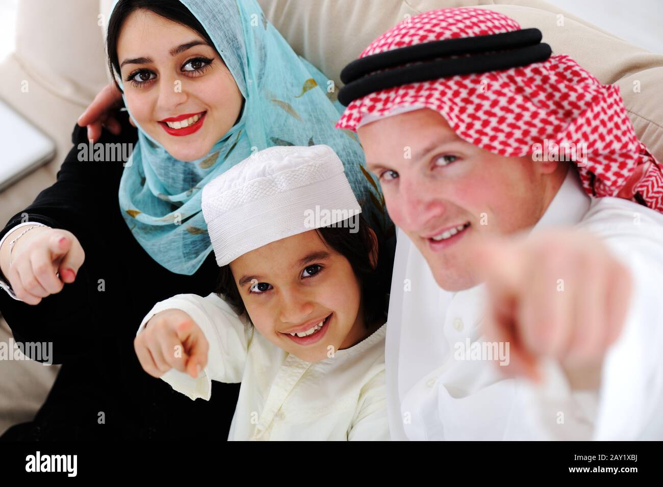 Arabic happy family at home Stock Photo - Alamy