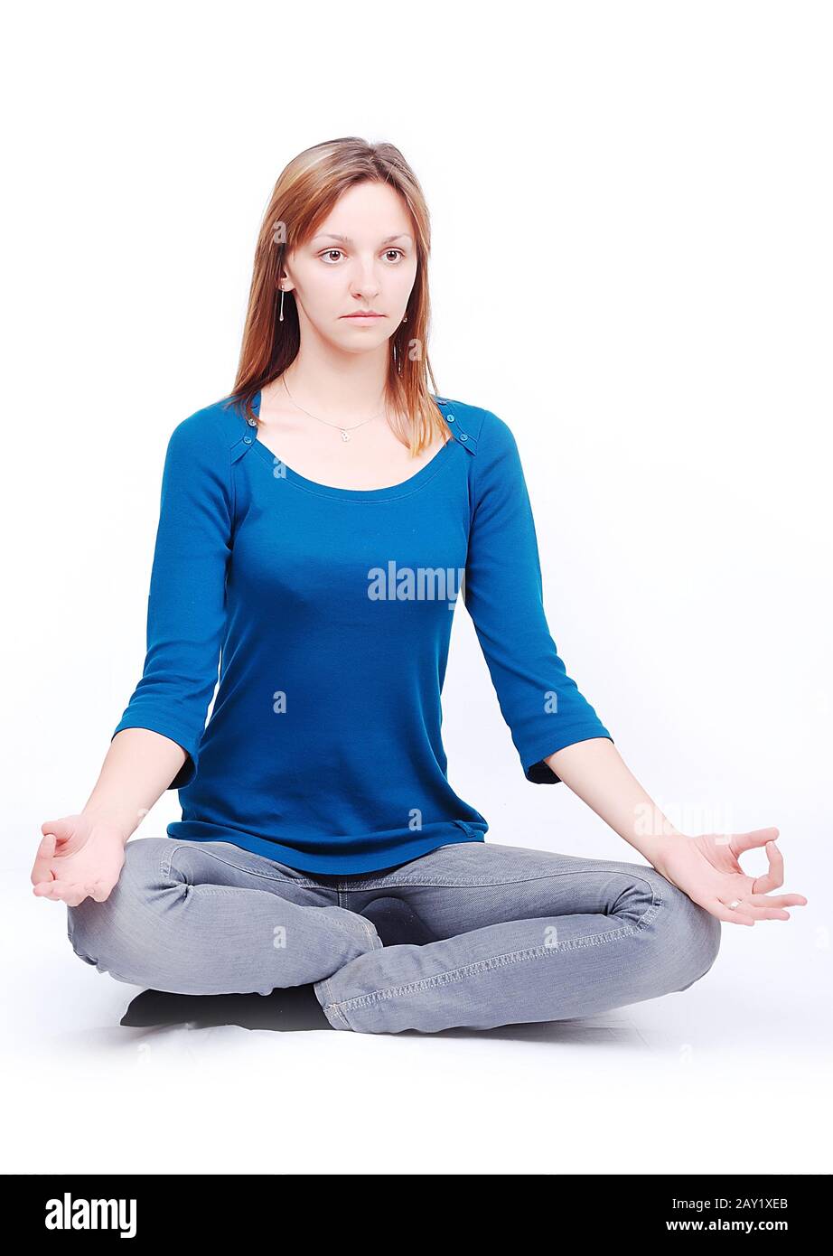 Young model relaxing isolated Stock Photo - Alamy