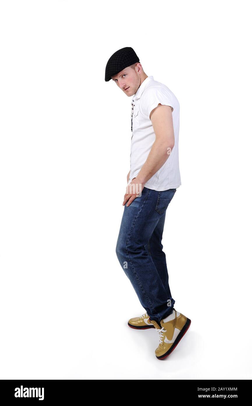 Young man full body in a white background Stock Photo - Alamy