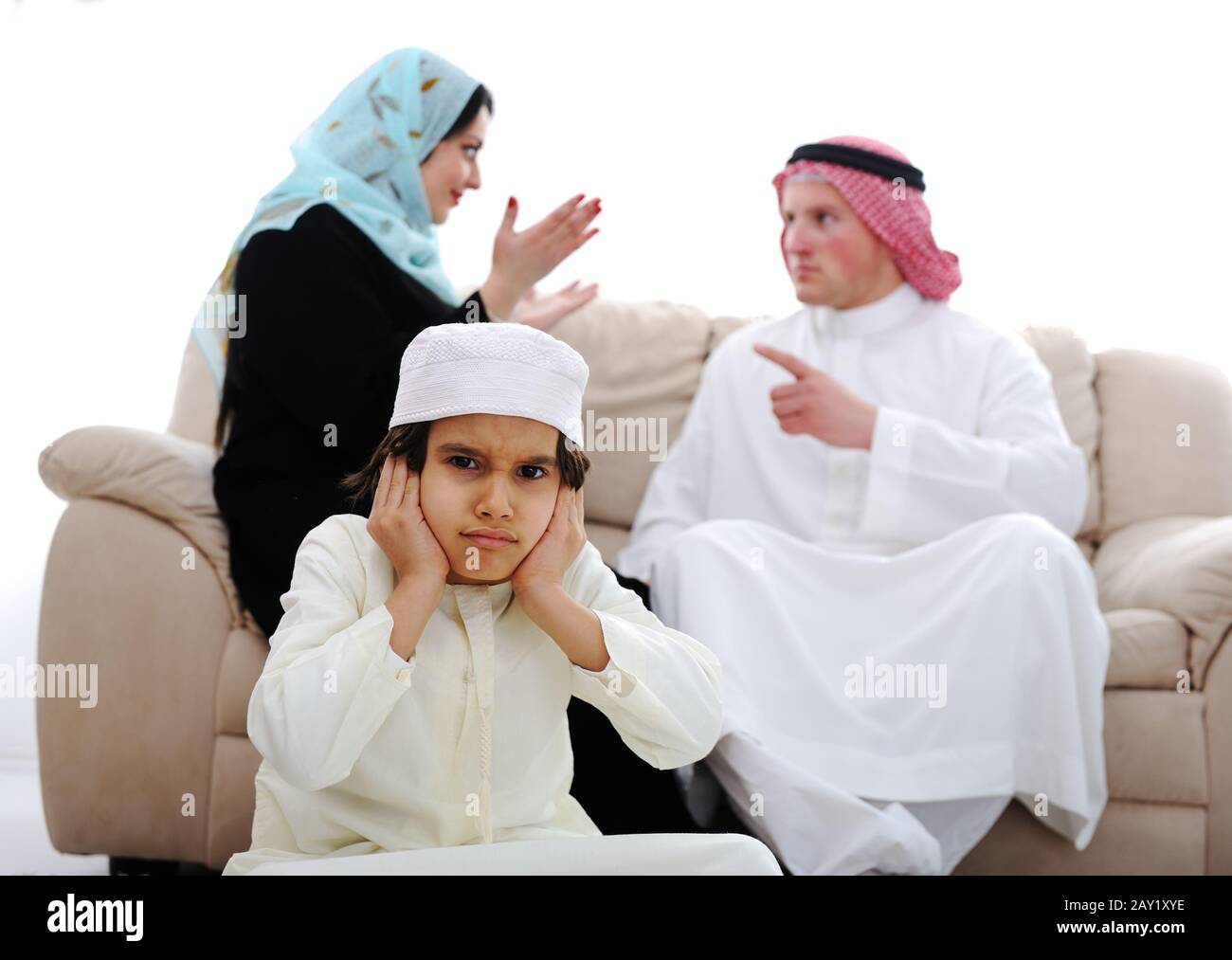 Arabic family fighting at home Stock Photo - Alamy