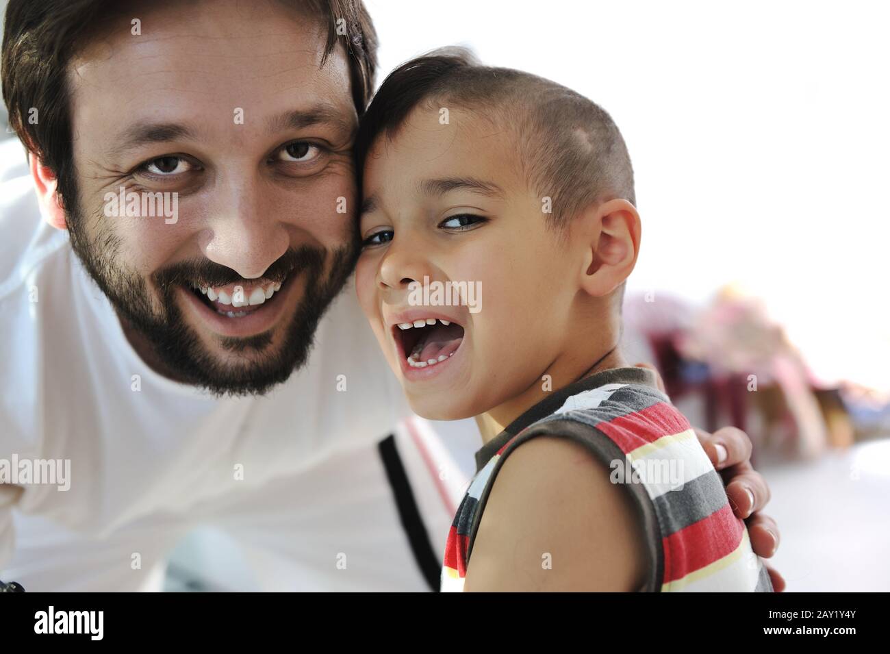 Father and son laughing Stock Photo - Alamy