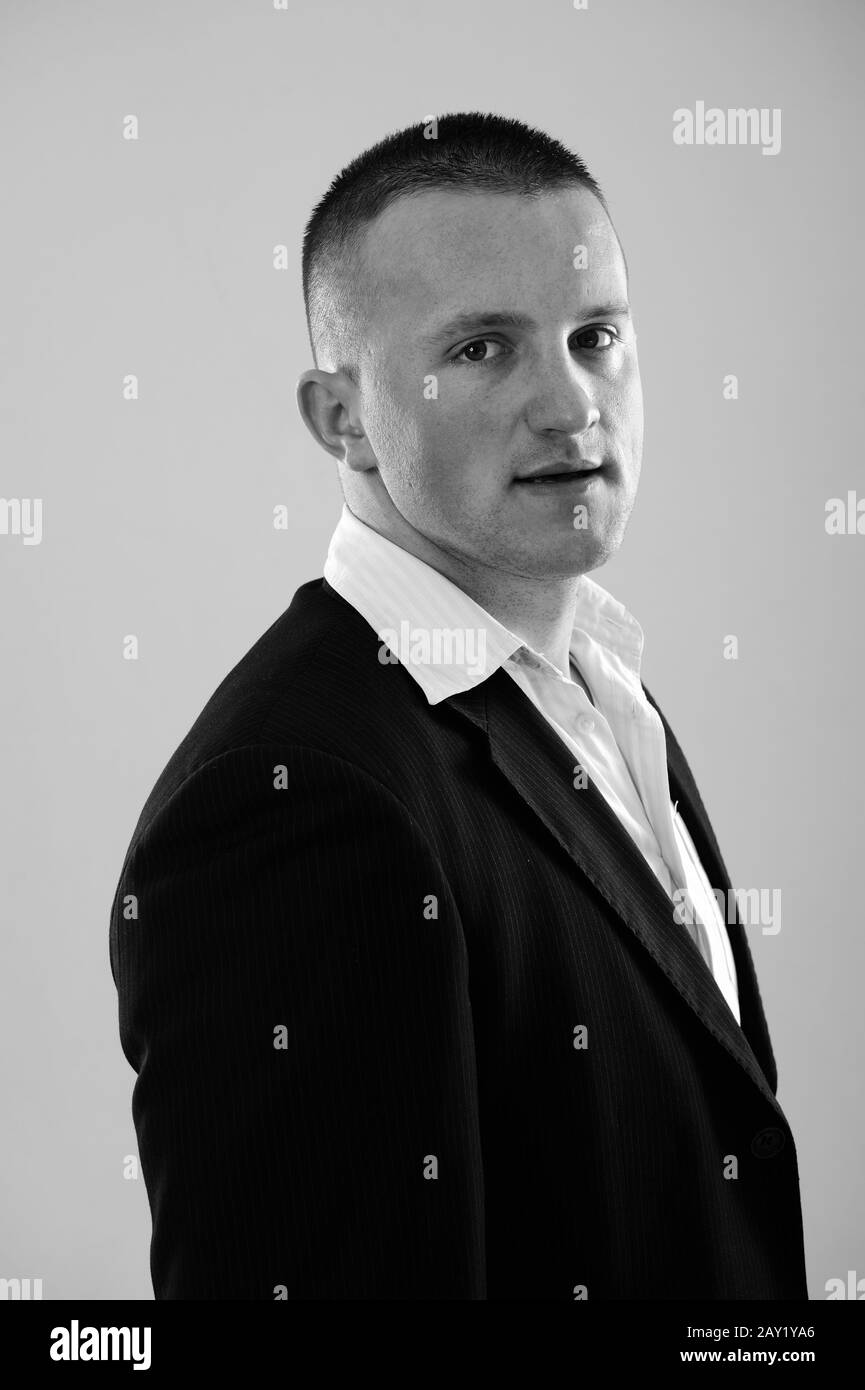 Young professional man wearing Black and White Stock Photos & Images ...