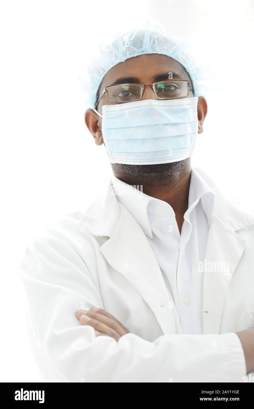 Confident African American male surgeon smiling Stock Photo - Alamy