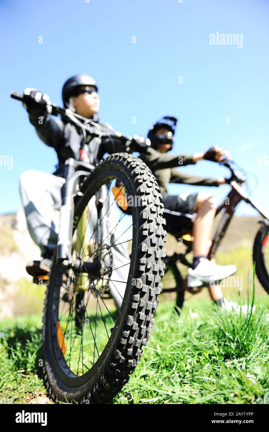 Mountain Biker in action Stock Photo - Alamy