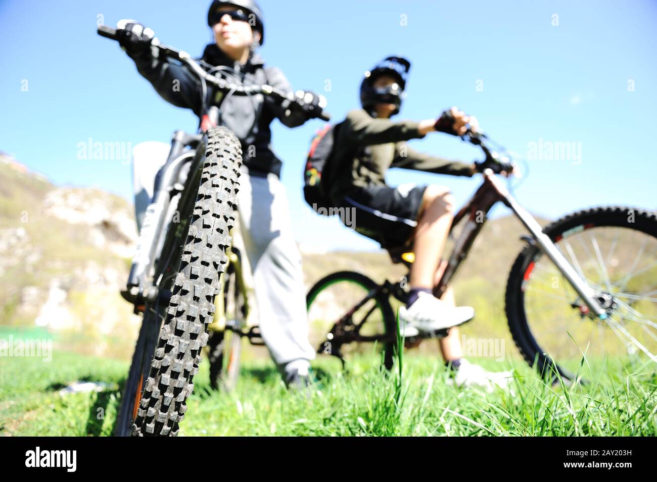 Mountain Biker in action Stock Photo - Alamy