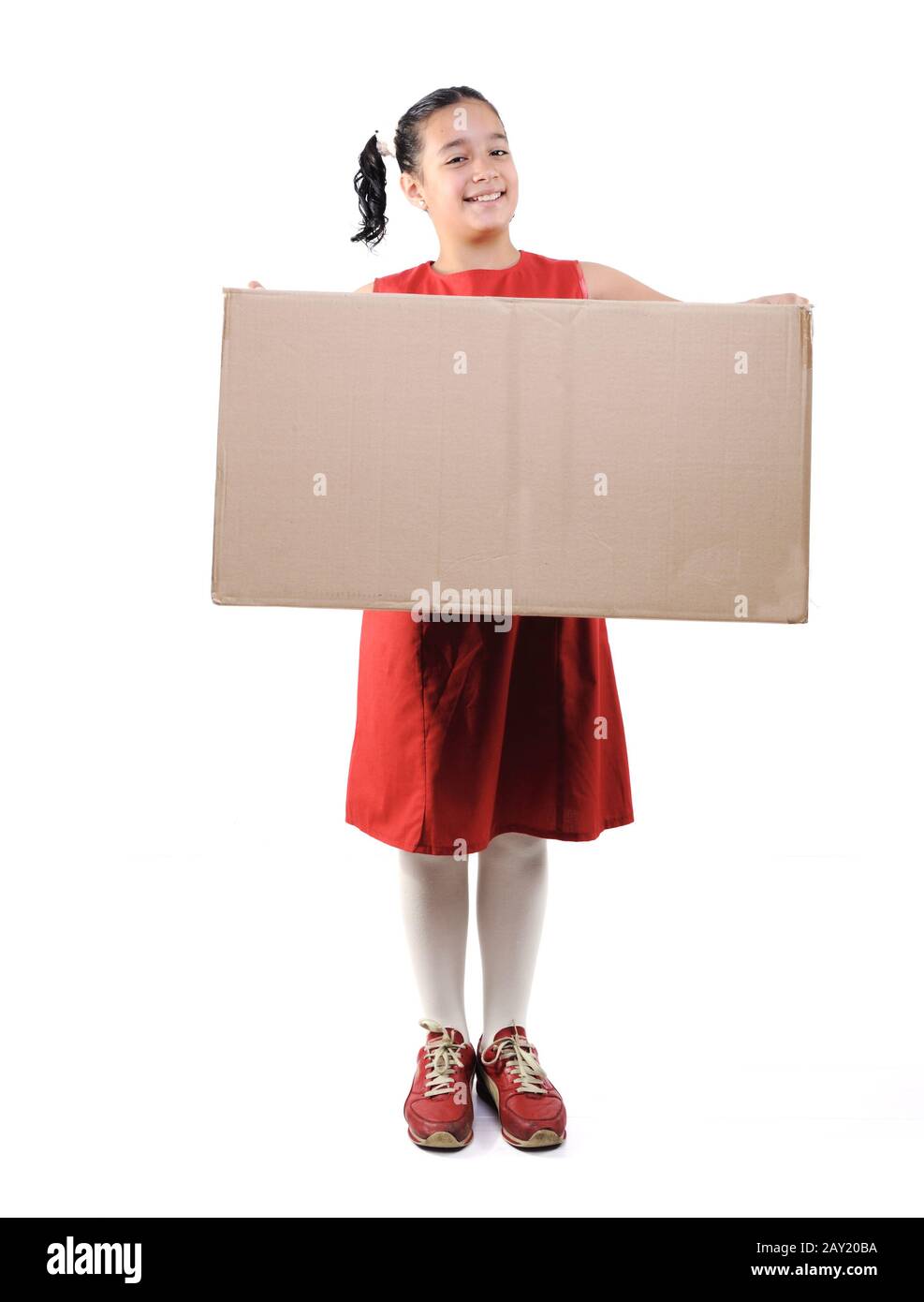 Little girl holding a box Stock Photo - Alamy
