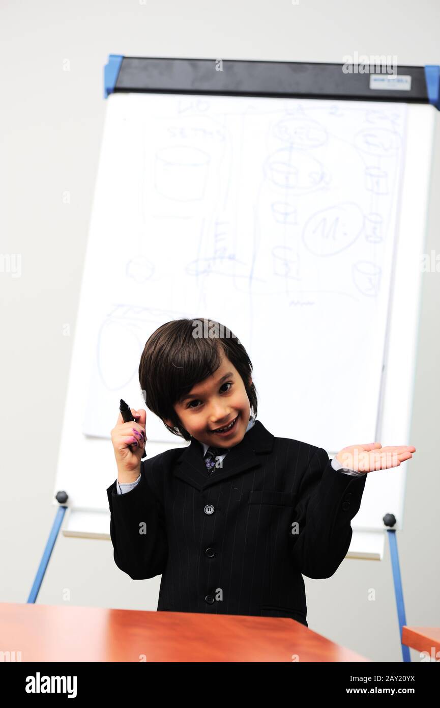 Genius boy making a presentation Stock Photo - Alamy