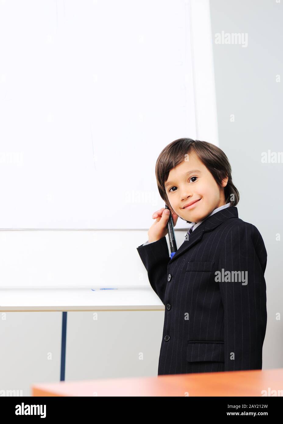 Genius boy making a presentation Stock Photo - Alamy