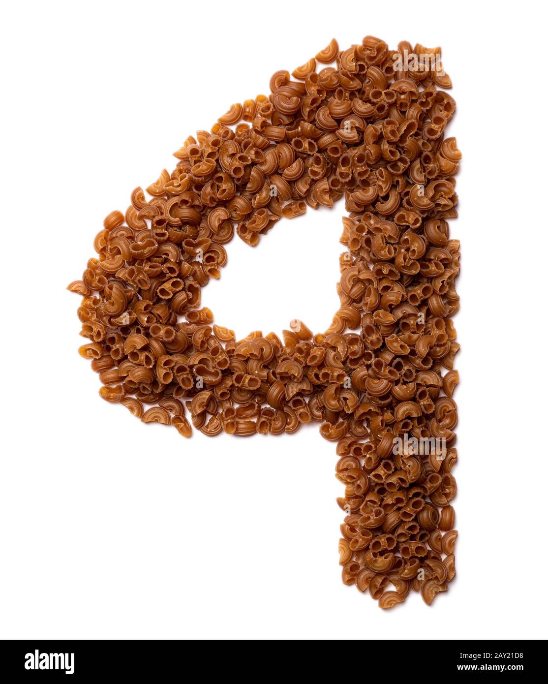 Arabic numeral "4" from dry pasta from buckwheat amaranth flour on a ...