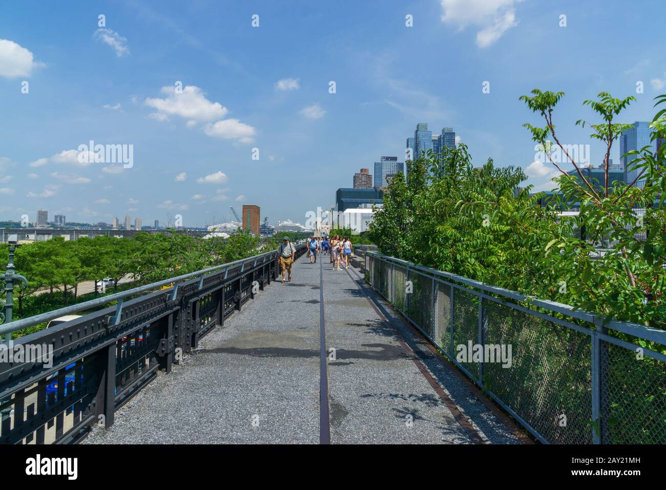 New York, USA - August 20, 2018: The High Line is a park built on an historic freight rail line ...