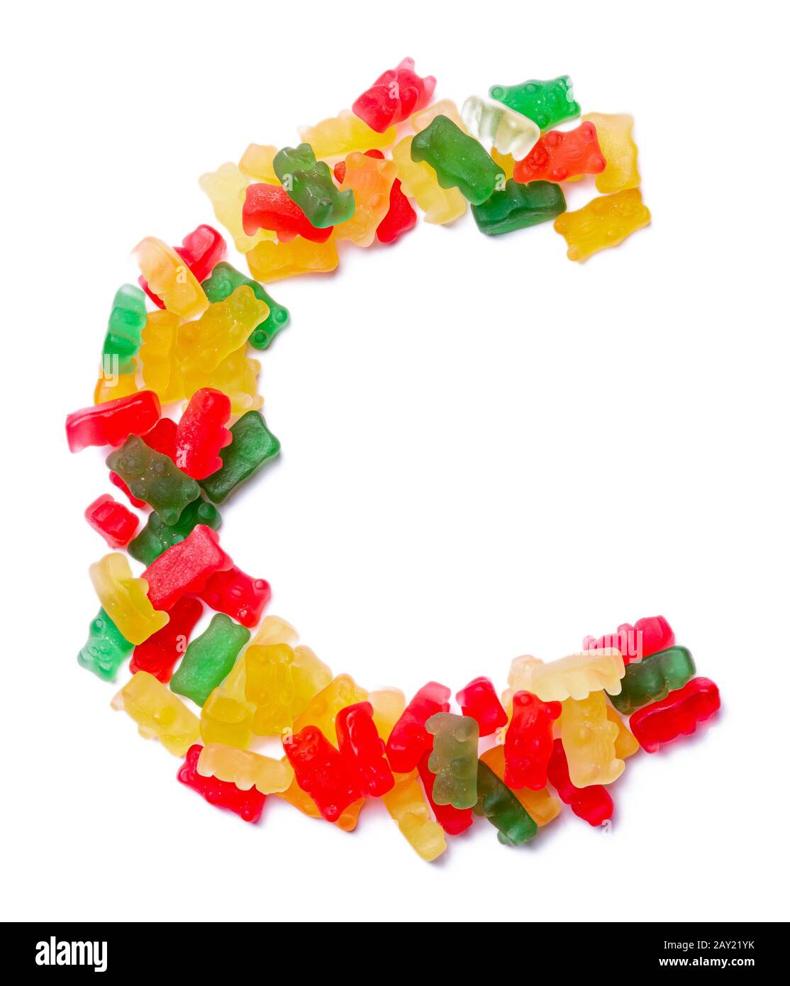 Letter C of the English alphabet from multi-colored chewing marmalade ...
