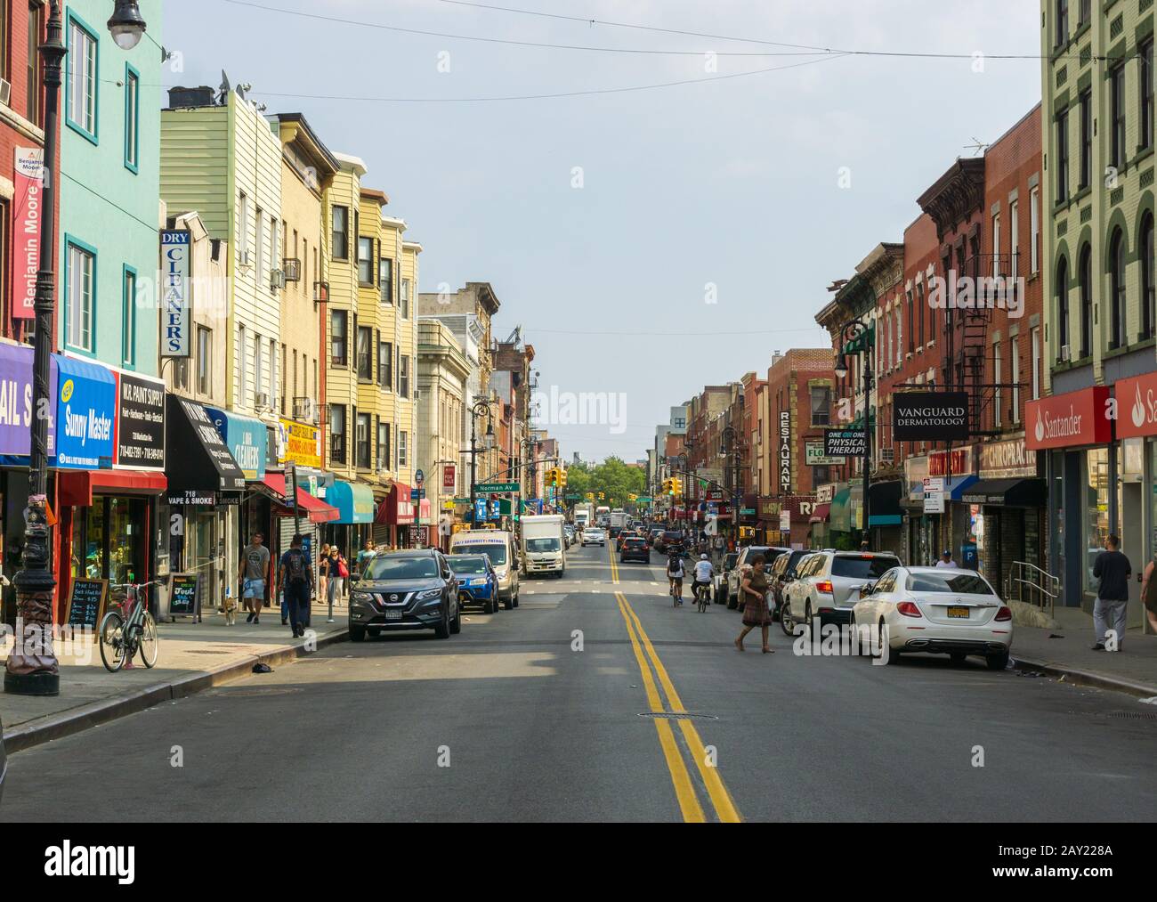 New York, USA - August 20, 2018: Manhattan Street in Greenpoint ...