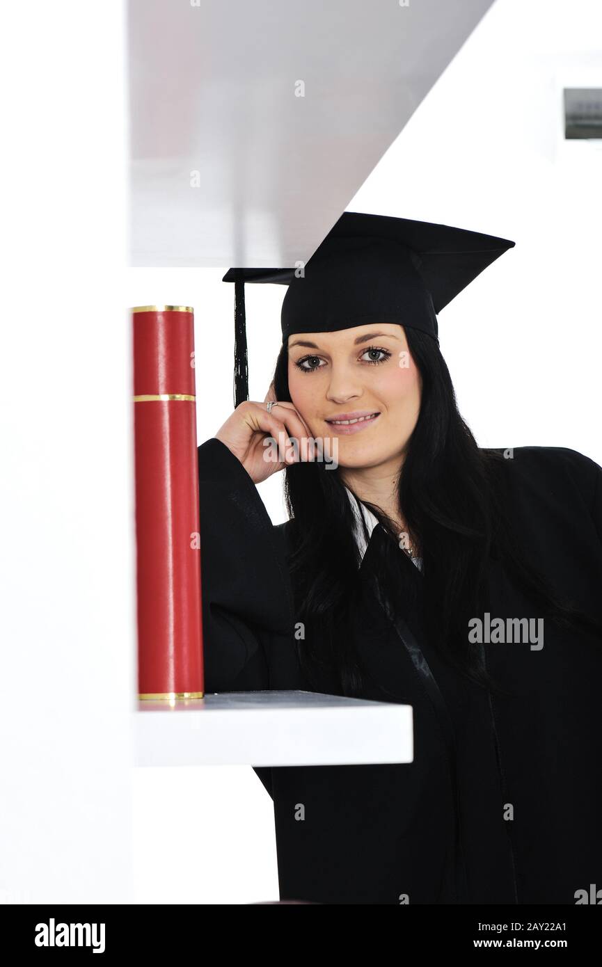 Student girl in an academic gown Stock Photo - Alamy