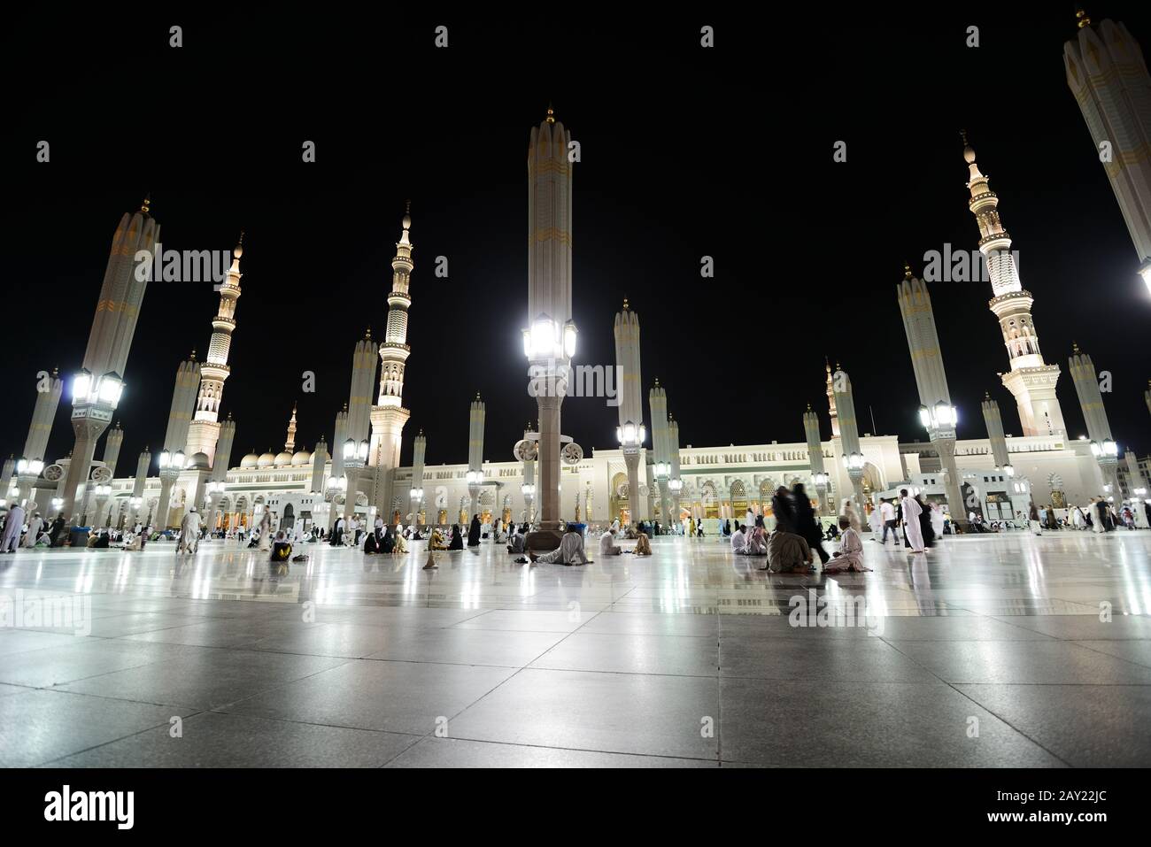 Medina Mosque at night Stock Photo - Alamy
