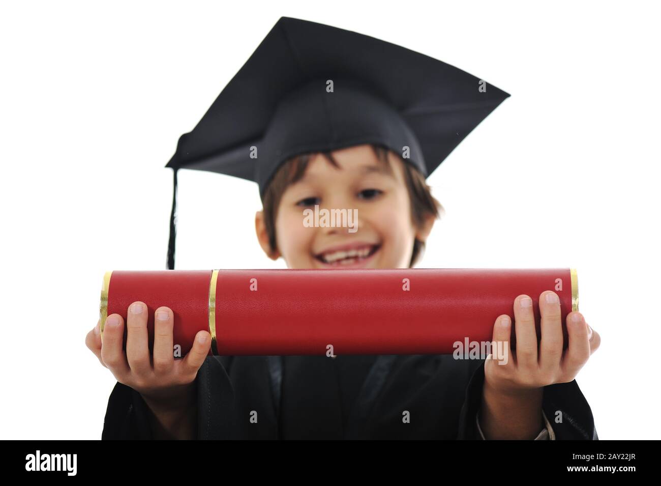 Diploma graduating little student kid, successful elementary school ...