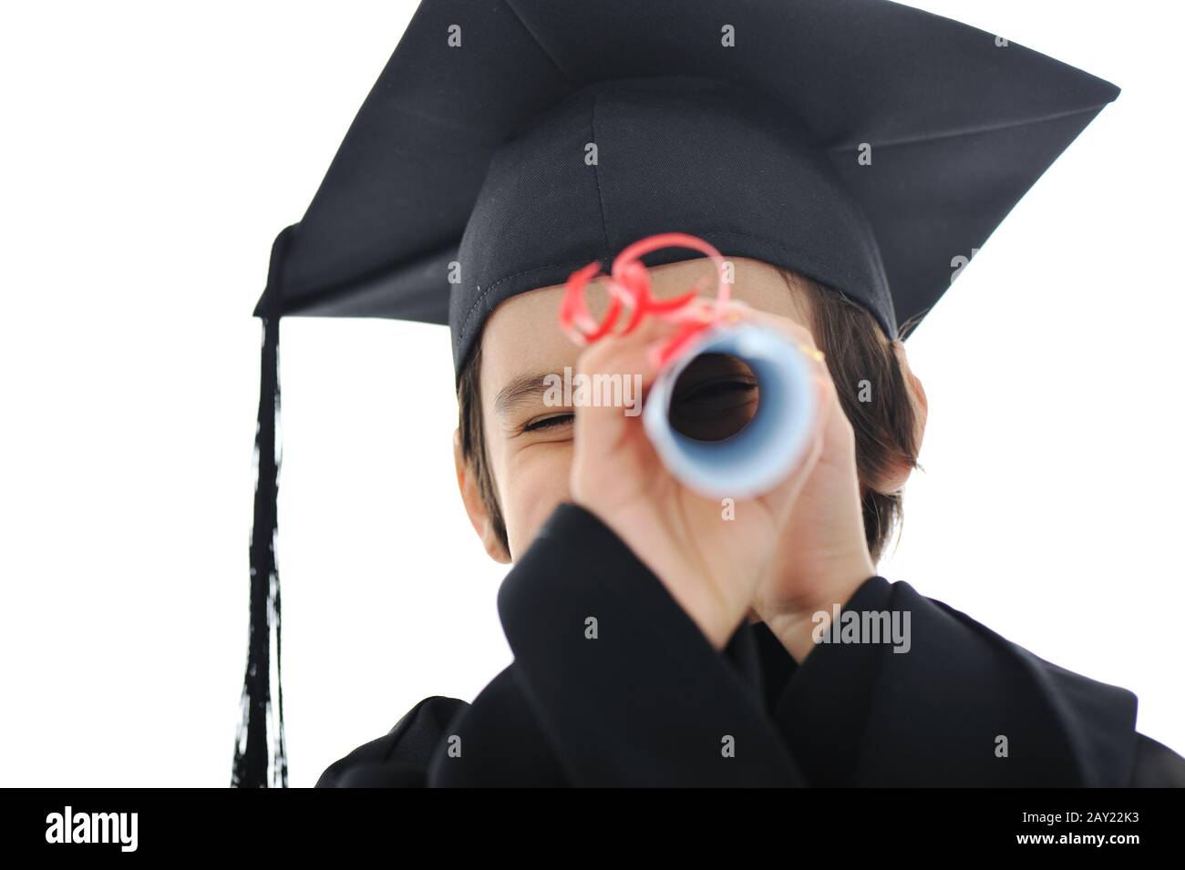 Diploma graduating little student kid, successful elementary school ...