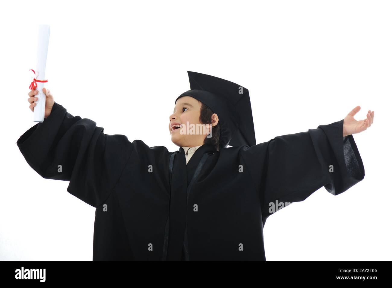 Diploma graduating little student kid, successful elementary school ...