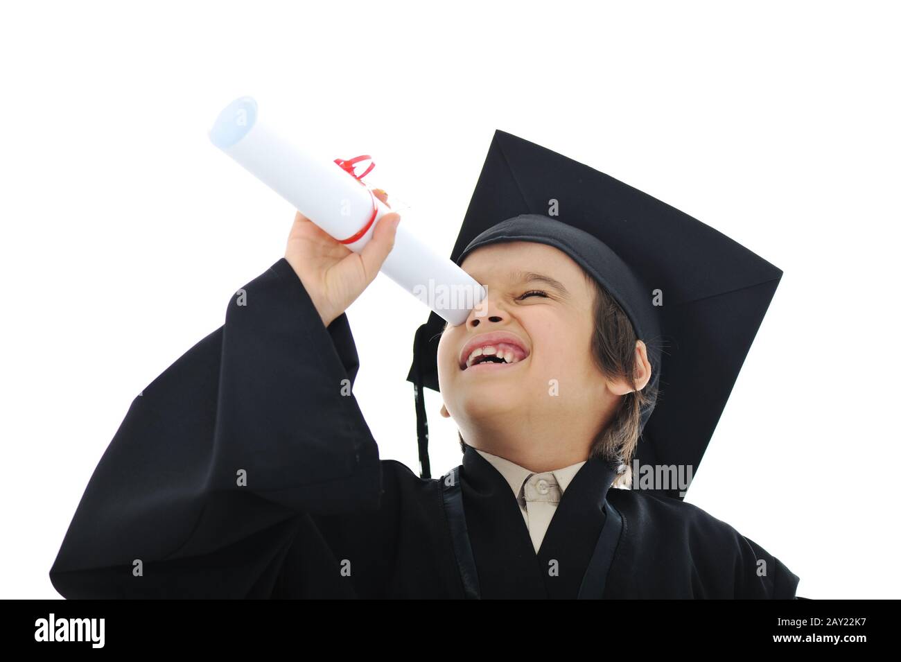 Diploma graduating little student kid, successful elementary school ...