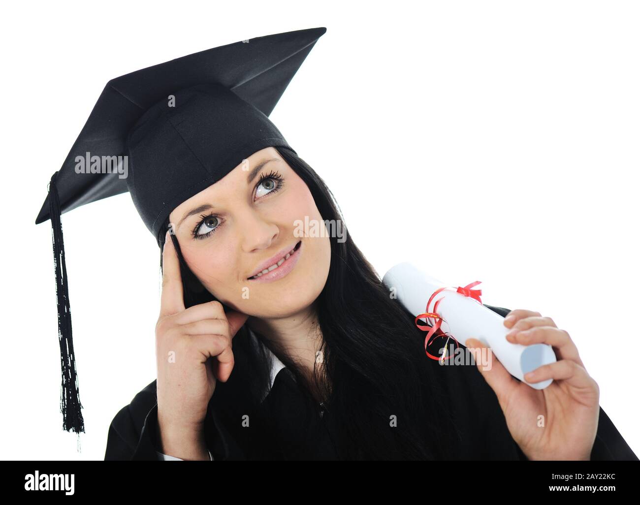 Graduate girl student in gown with diploma Stock Photo - Alamy