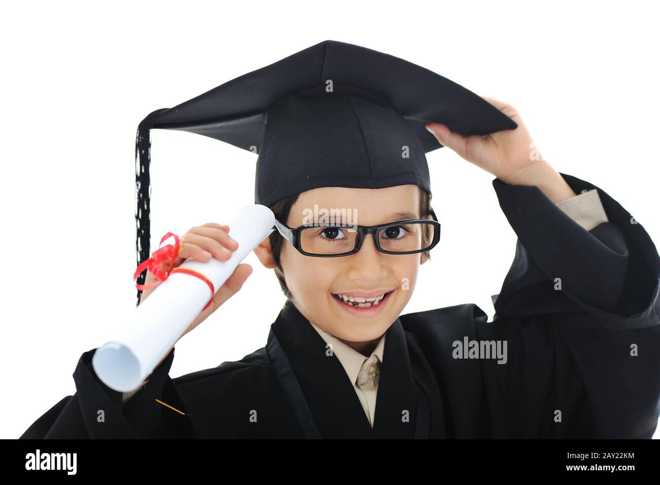 Diploma graduating little student kid, successful elementary school ...