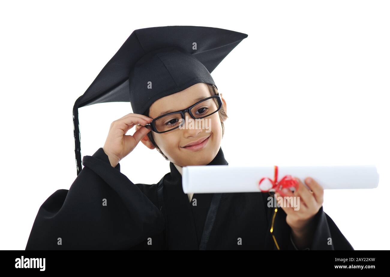 Diploma graduating little student kid Stock Photo - Alamy