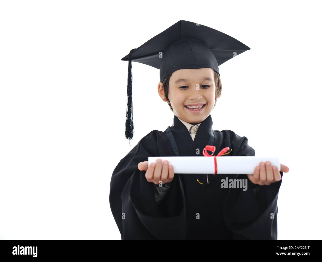 Diploma graduating little student kid Stock Photo - Alamy