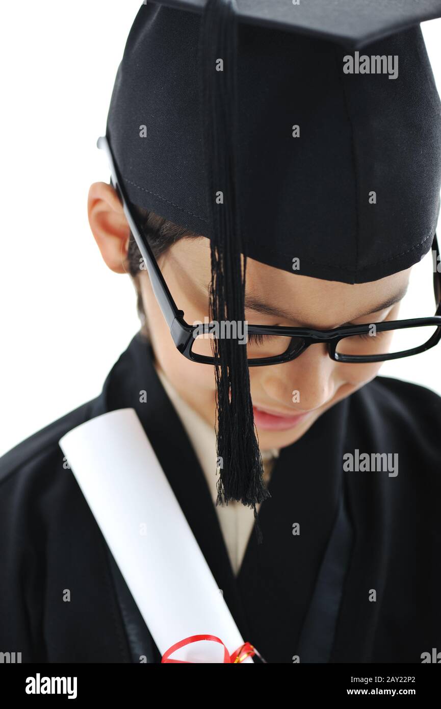 Diploma graduating little student kid Stock Photo - Alamy