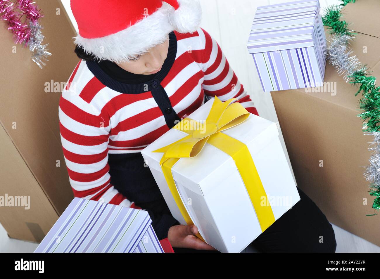 Sad Little Girl Christmas Tree High Resolution Stock Photography and ...