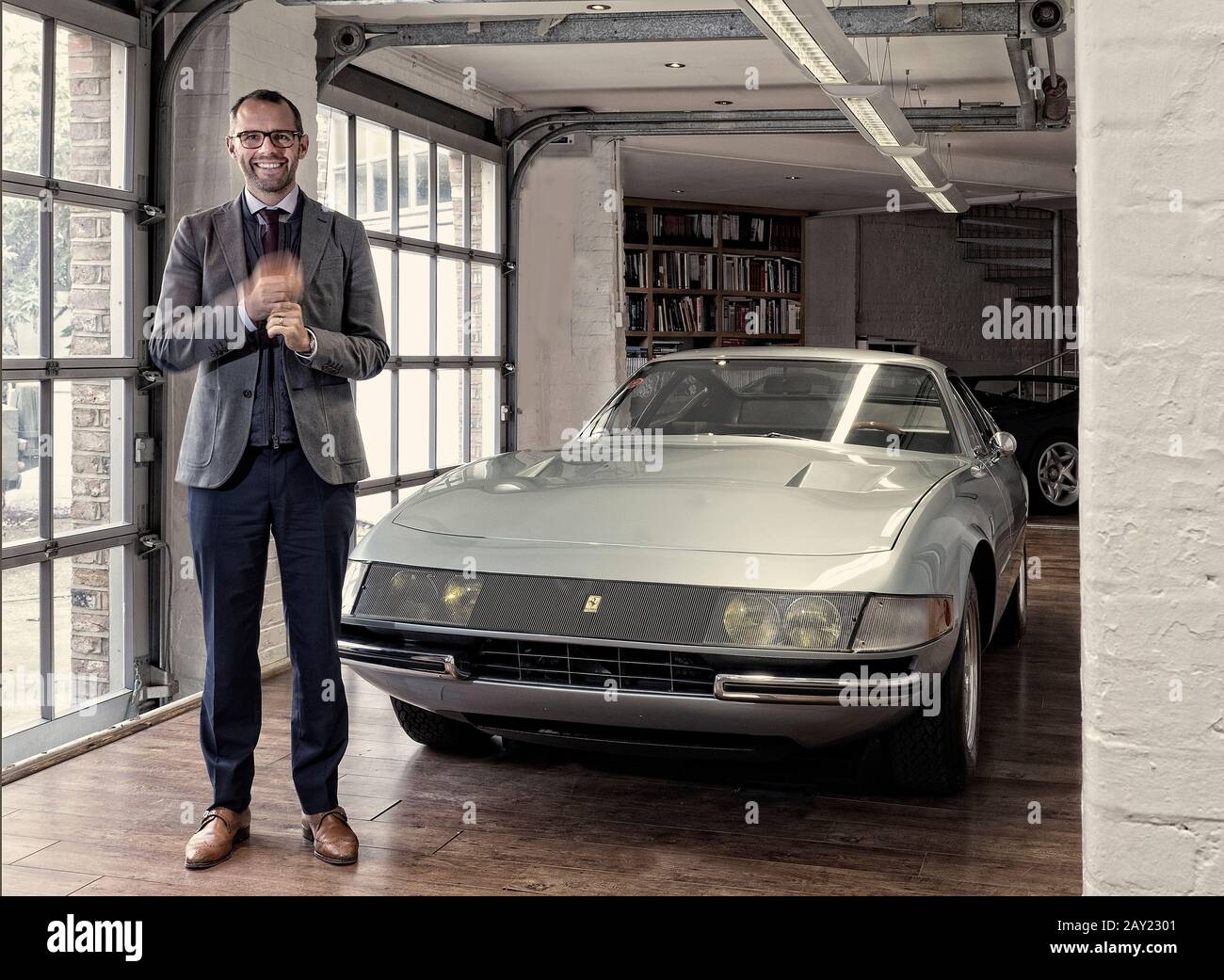 Max Girardo at his London HQ with Daytona Ferrari Stock Photo - Alamy