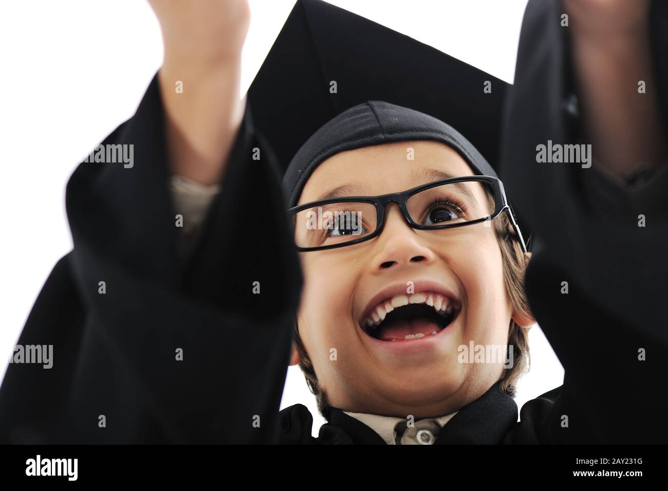 Diploma graduating little student kid, successful elementary school ...