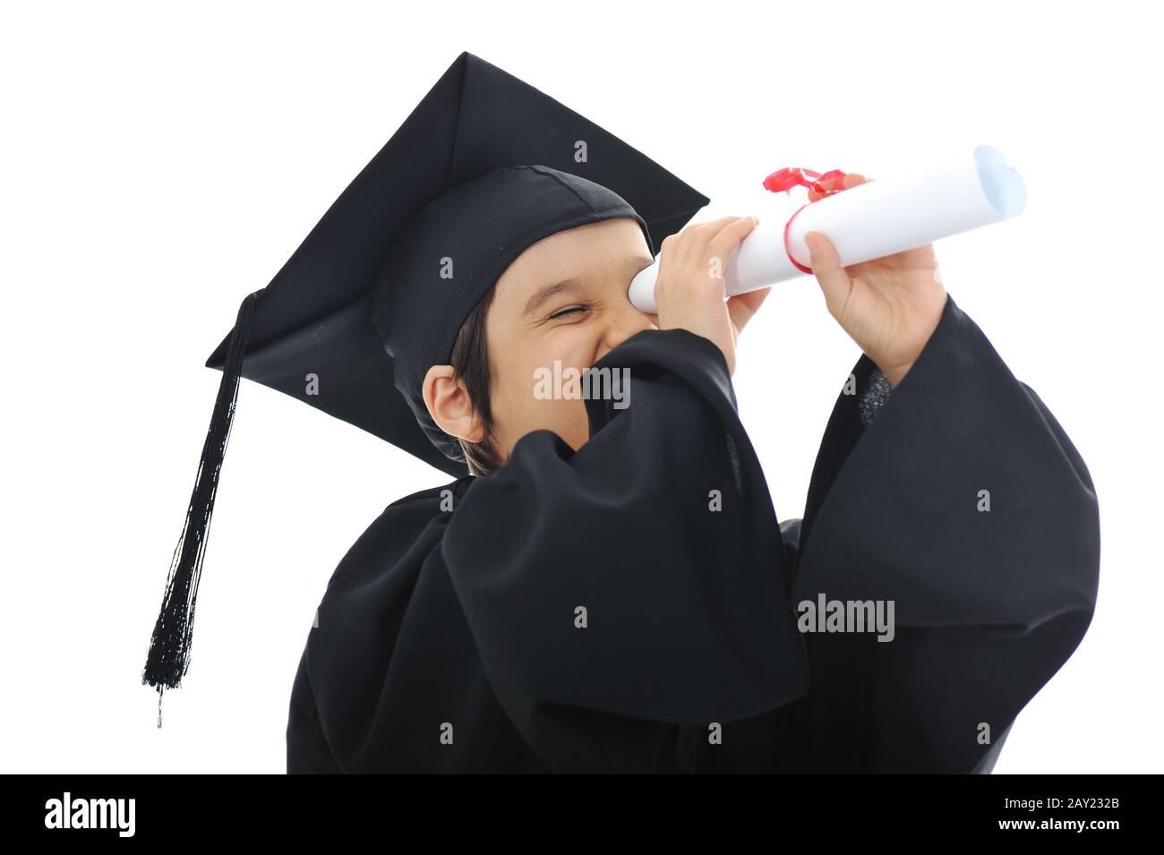 Diploma graduating little student kid, successful elementary school ...