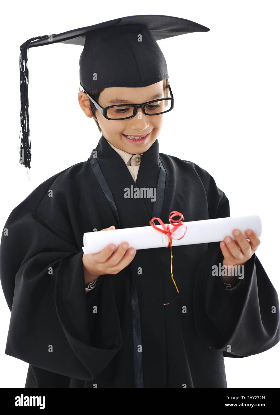 Diploma graduating little student kid Stock Photo - Alamy