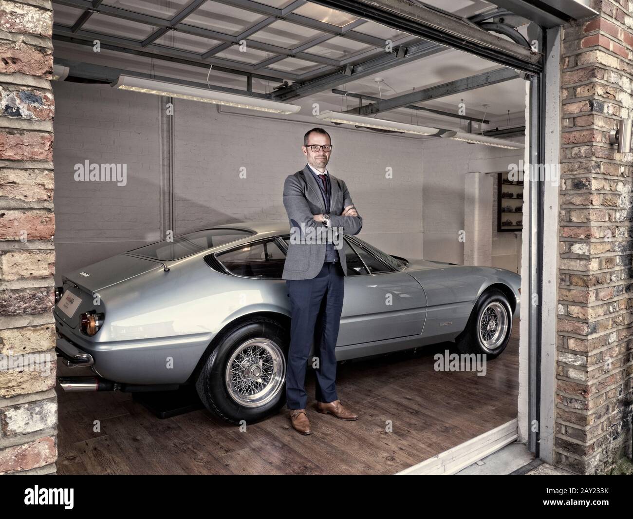 Max Girardo at his London HQ with Daytona Ferrari Stock Photo - Alamy