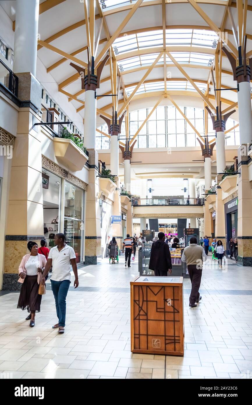 Durban, South Africa, 15th May - 2019: Interior of shopping mall with ...