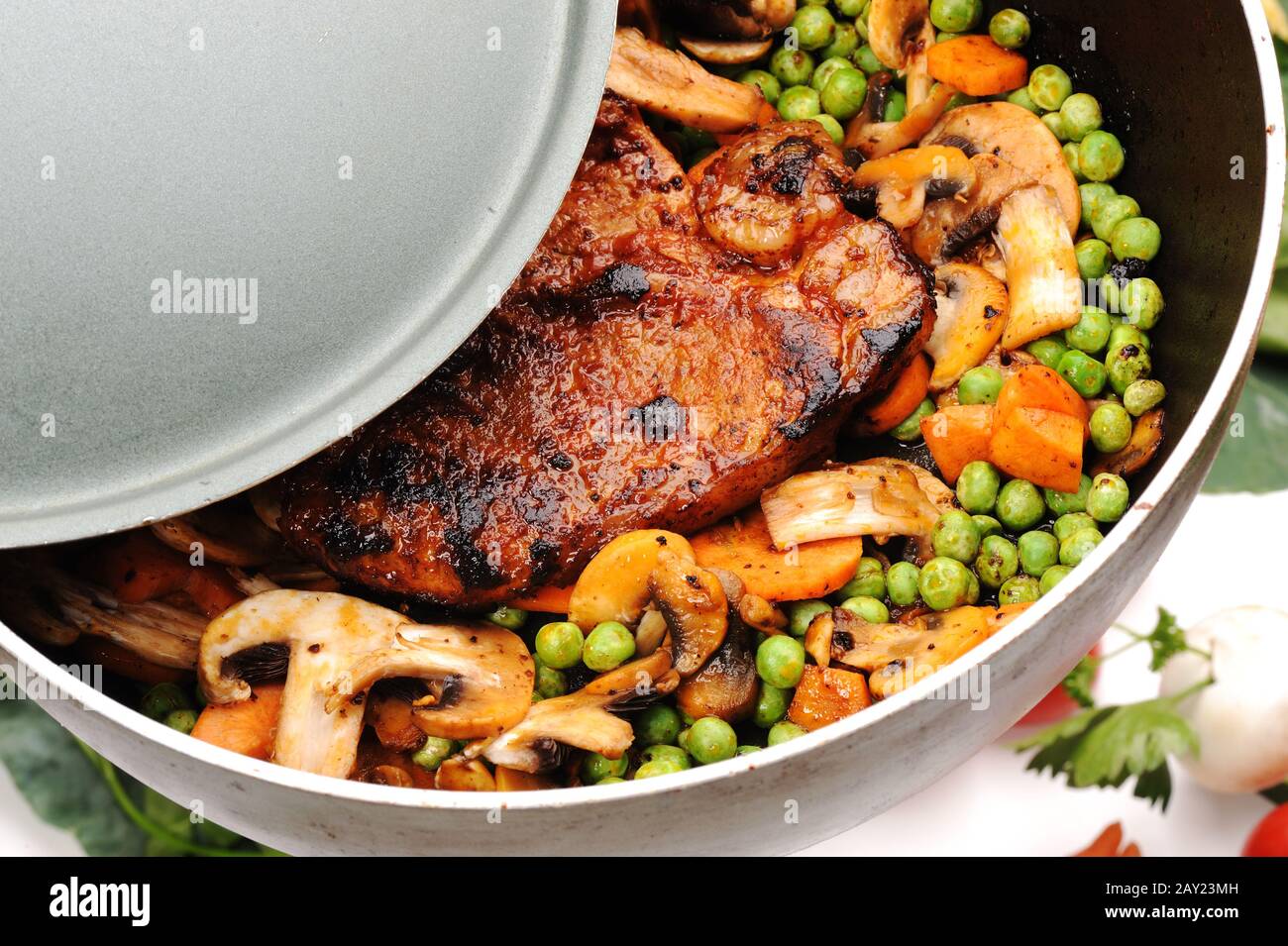 Preparing vegetables mushrooms in grill hi-res stock photography and ...