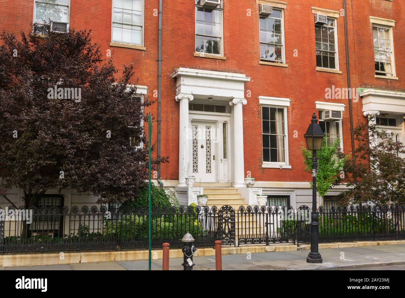 New York, USA - August 20, 2018: Historic Red Brick Buildings known as ...