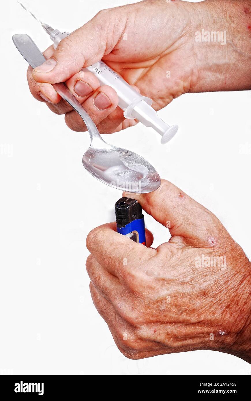 Drugs addict activities and some used tools Stock Photo - Alamy