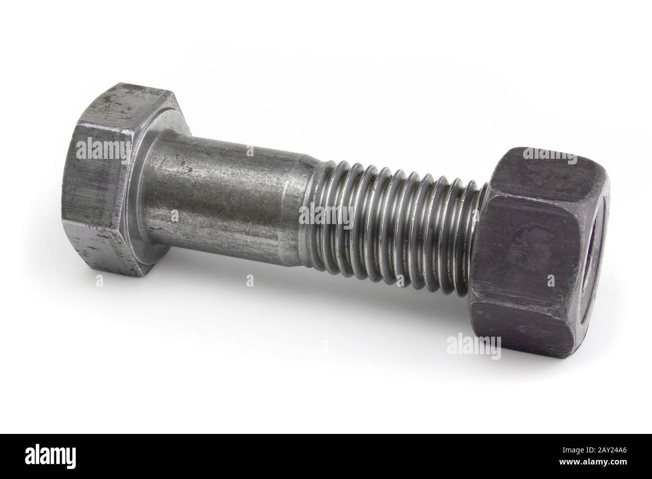 Screw with nut isolated on white background Stock Photo - Alamy