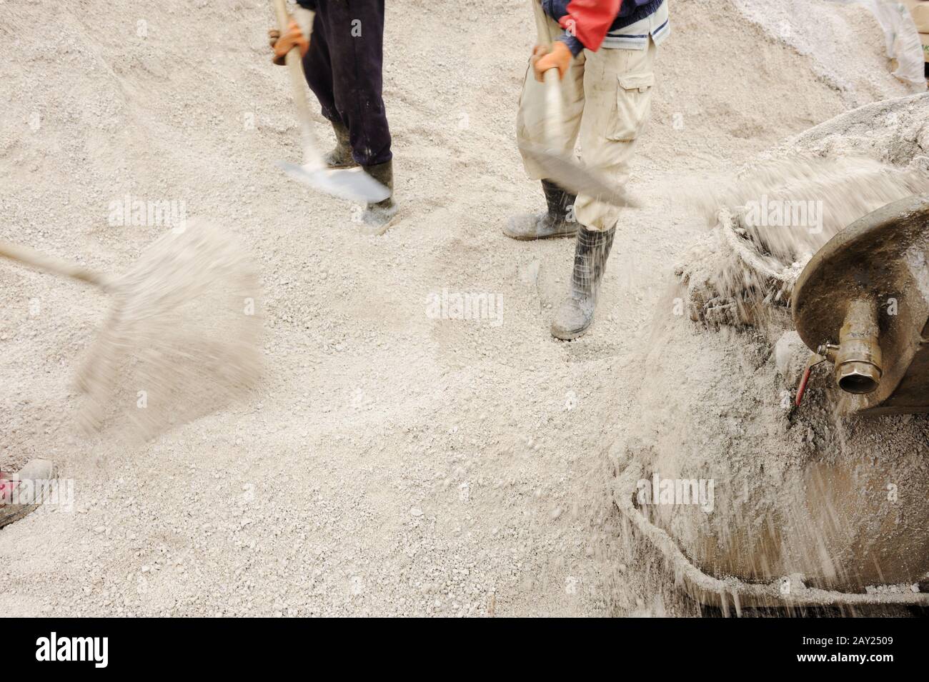 Working place, collecting sand for concrete Stock Photo - Alamy