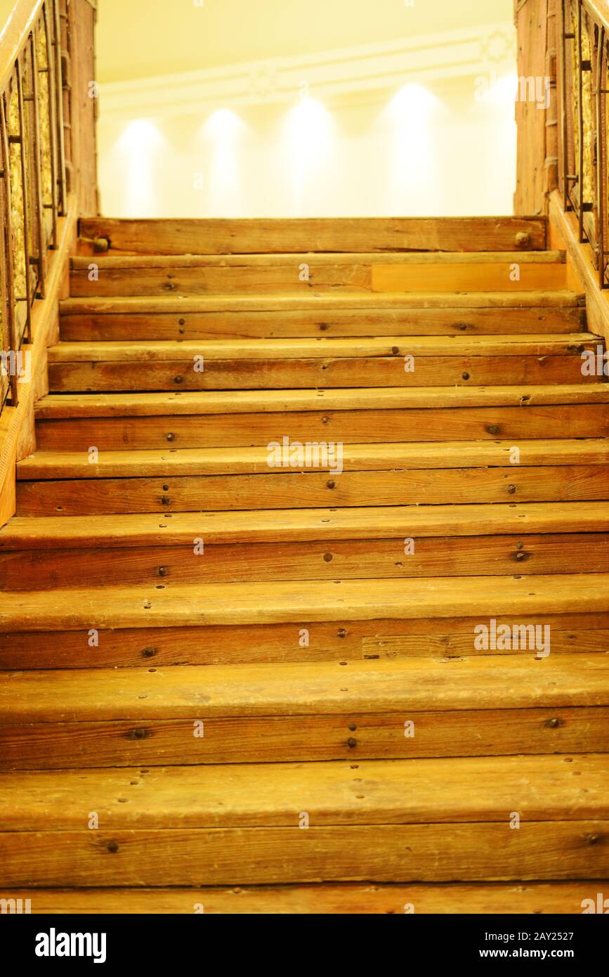 Wooden steps to light Stock Photo - Alamy