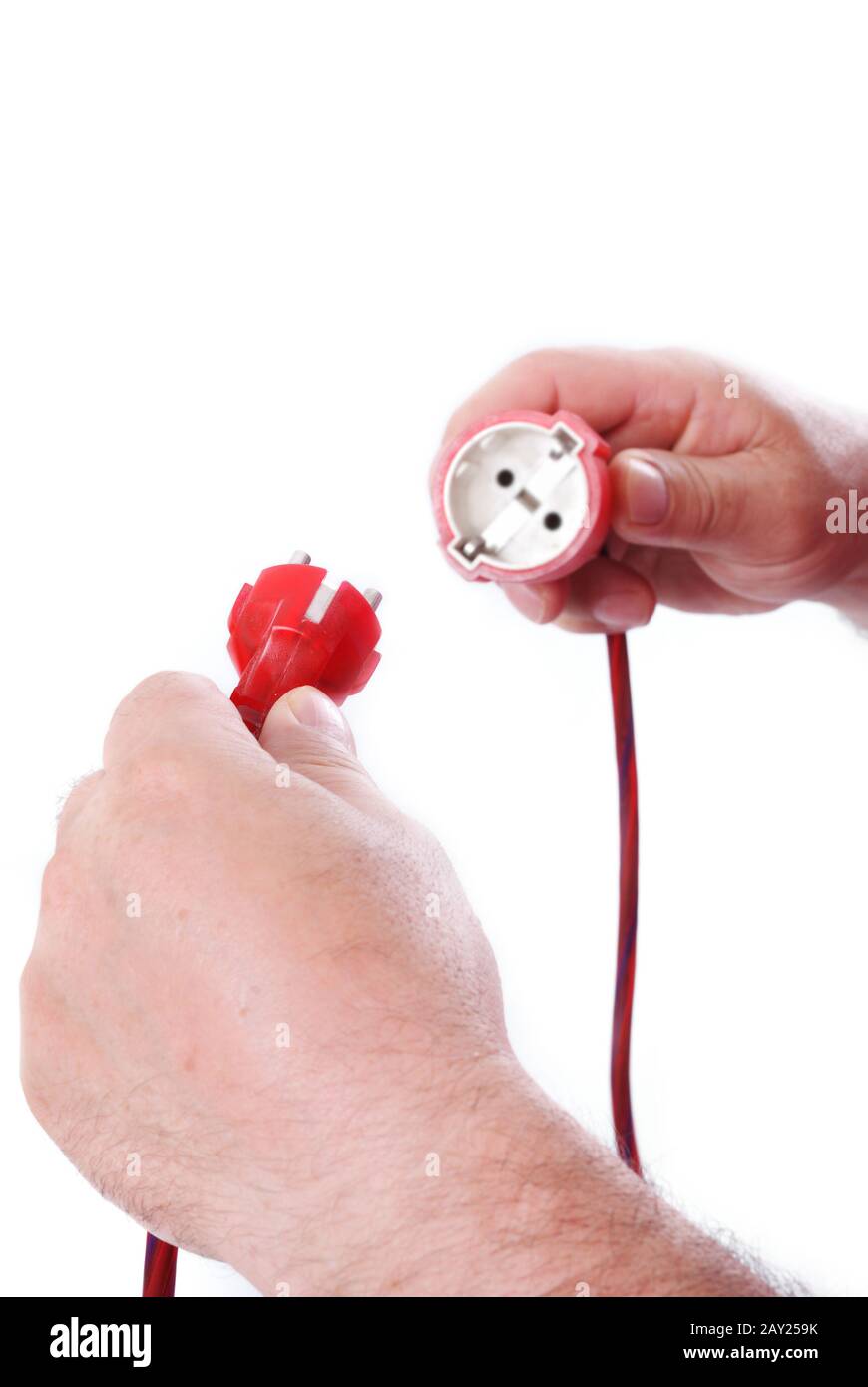 Electricity in male hands Stock Photo - Alamy